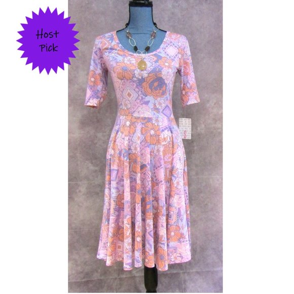 LuLaRoe | Dresses | New Lularoe Nicole Dress Purple Coral Floral S ...